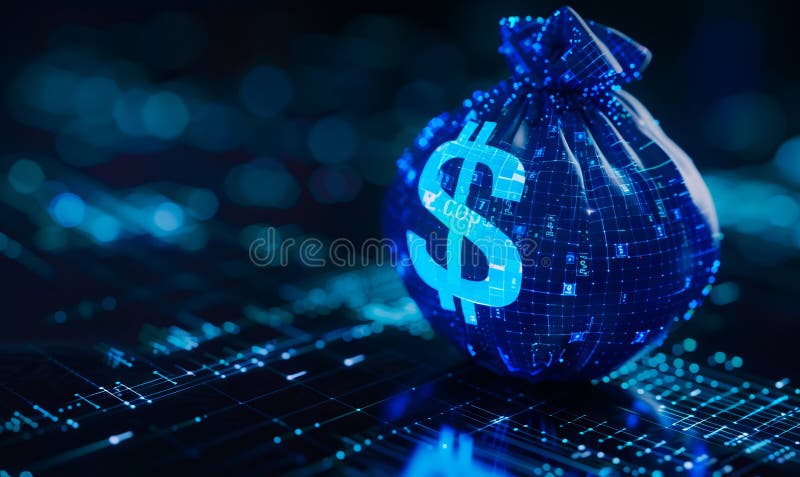 A Blue Dollar Sign on a Computer Screen Stock Image - Image of sign ...