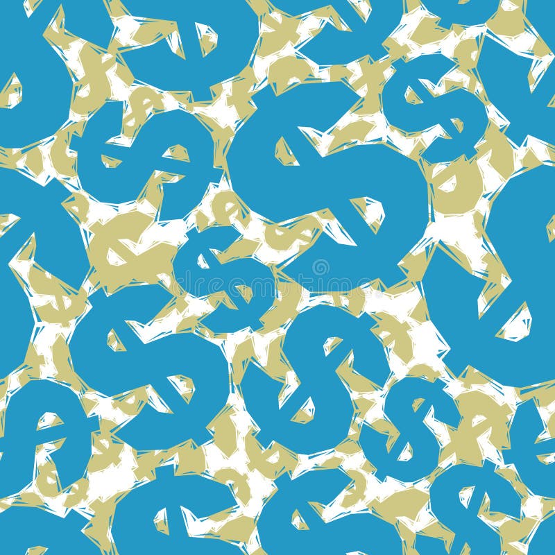 Blue Dollar Signs Seamless Pattern, Geometric Contemporary Style Stock ...