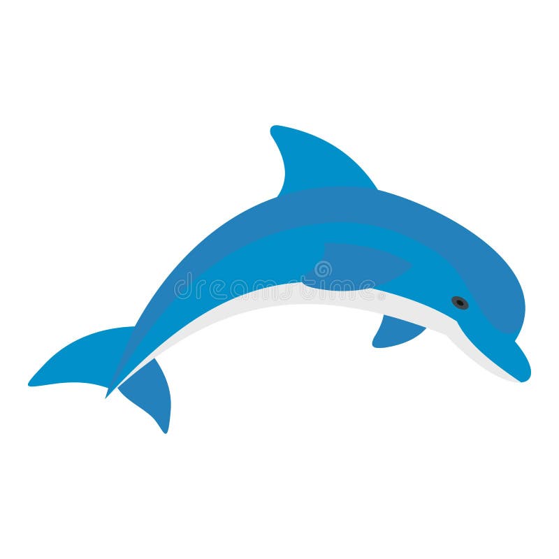 Blue Dolphin Icon, Isometric Style Stock Vector - Illustration of ...