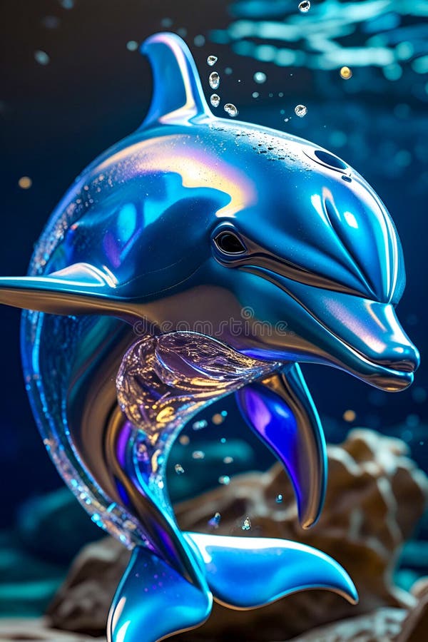 Blue dolphin on the seabed stock photo. Image of purple - 367554706