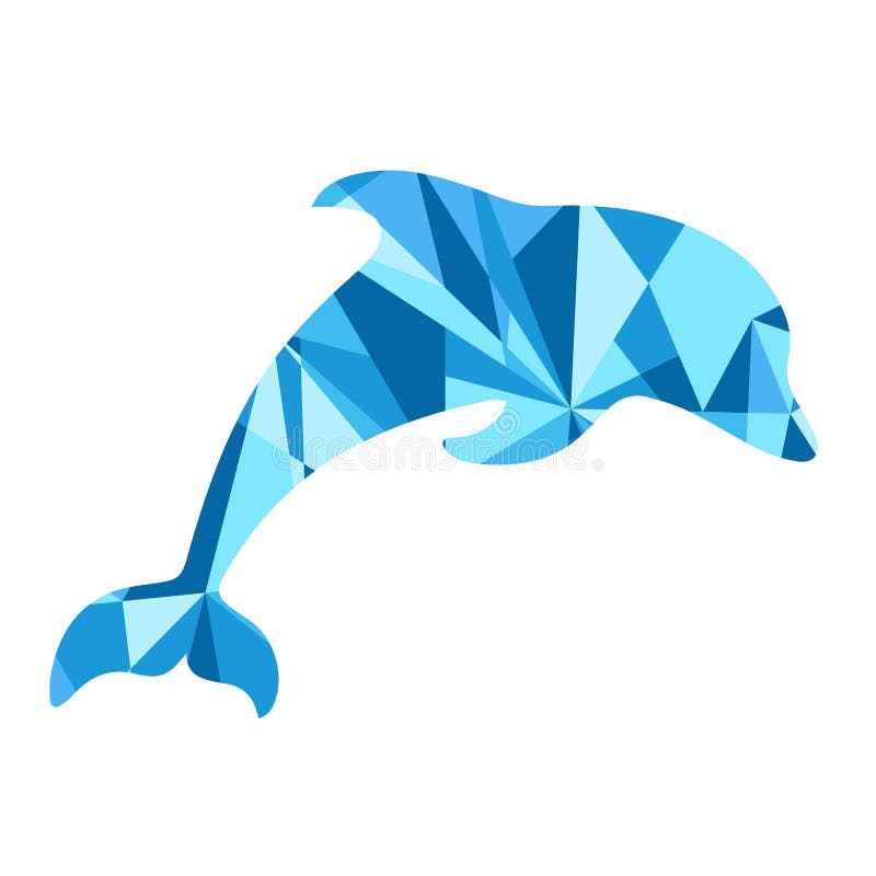 Blue Dolphin Silhouette. Animal with Abstract Stock Illustration ...