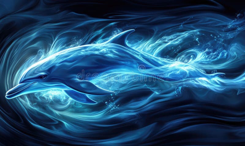 A Blue Dolphin is Swimming in the Ocean Stock Photo - Image of ...