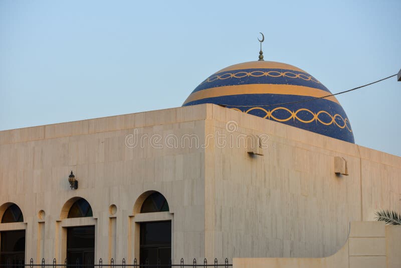 Blue Dome Mosque, Muscat Oman Stock Photo - Image of grand, building ...