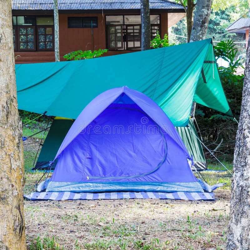 Blue Dome tent for camping stock photo. Image of holiday - 66692848