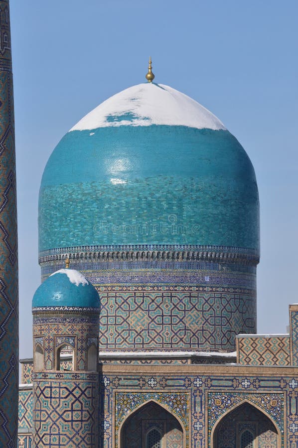 Blue Domes of Mosques of the Memorial Complex. Samarkand Stock Image ...