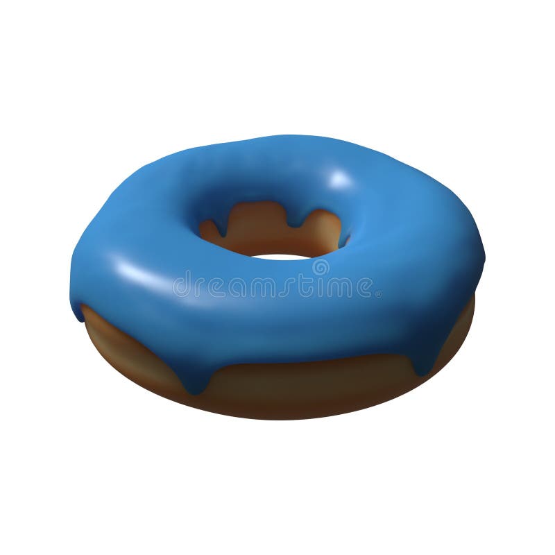 Blue Donut 3D Illustration stock illustration. Illustration of dessert ...