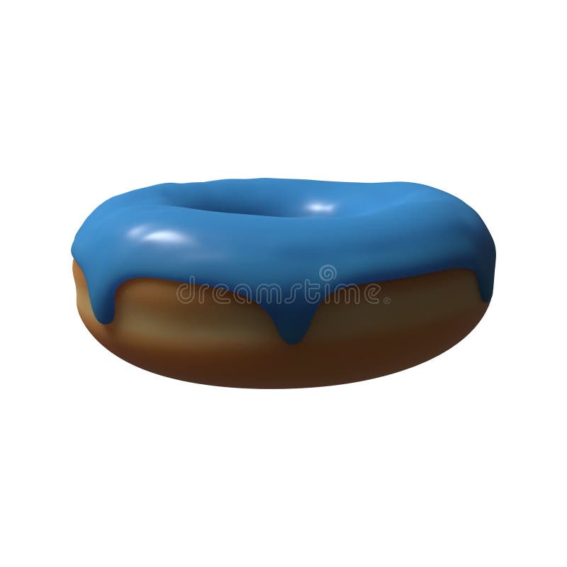 Blue Donut 3D Illustration stock illustration. Illustration of pastry ...