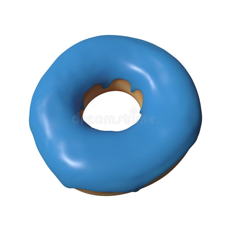 Blue Donut 3D Illustration stock illustration. Illustration of dessert ...