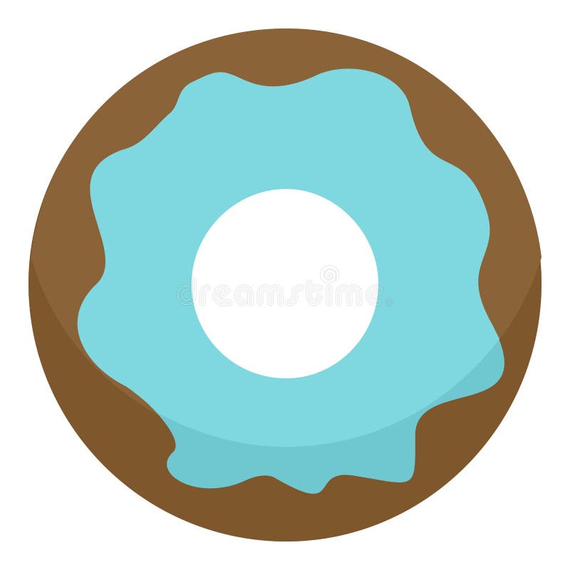 Blue Donut Icon, Flat Style Stock Vector - Illustration of breakfast ...