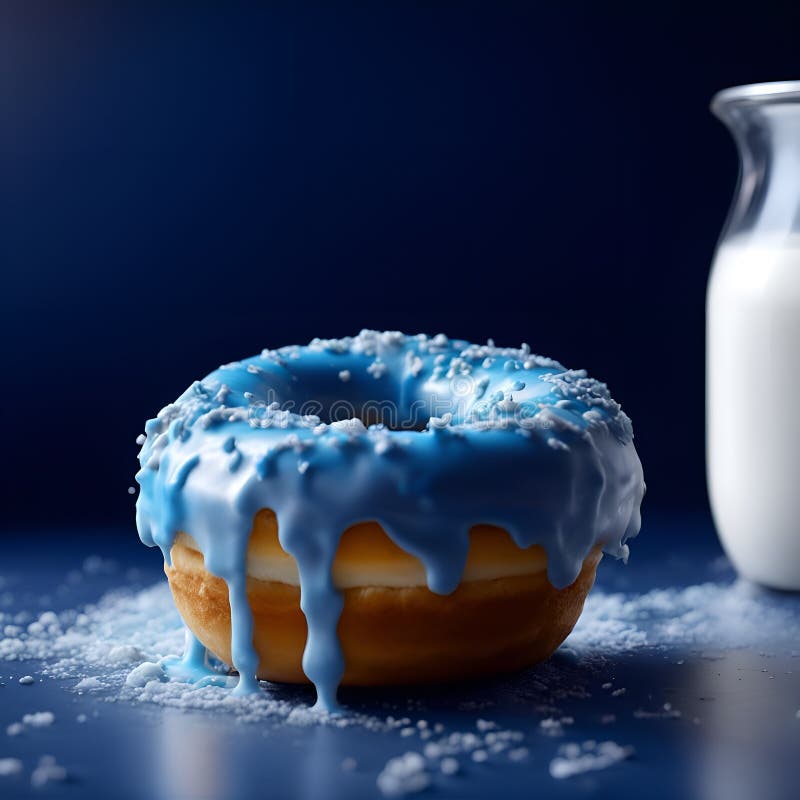 Generated Image Blue Donut with Milk Stock Illustration - Illustration ...