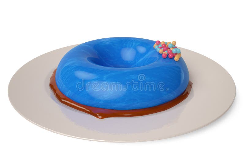 A Blue Donut Pudding. 3D Illustration. Stock Illustration ...