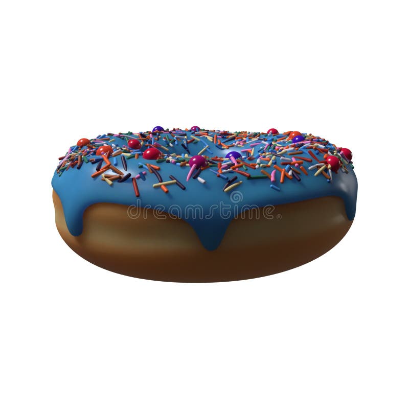 Blue Donut with Sprinkles 3D Illustration Stock Illustration ...
