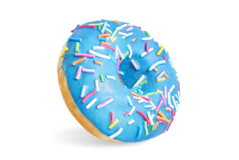 A Blue Donut with Colorful Speckles Stock Image - Image of cake ...