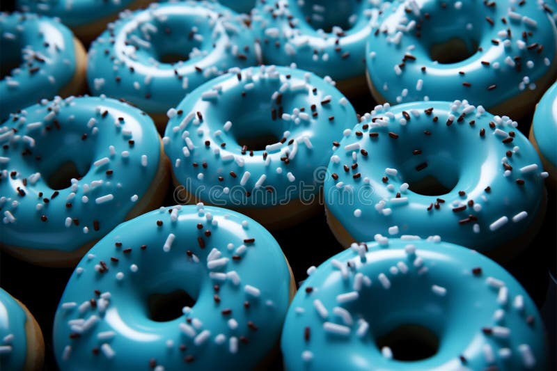 Blue Donuts Form a Mesmerizing Pattern, Creating a Delicious and ...