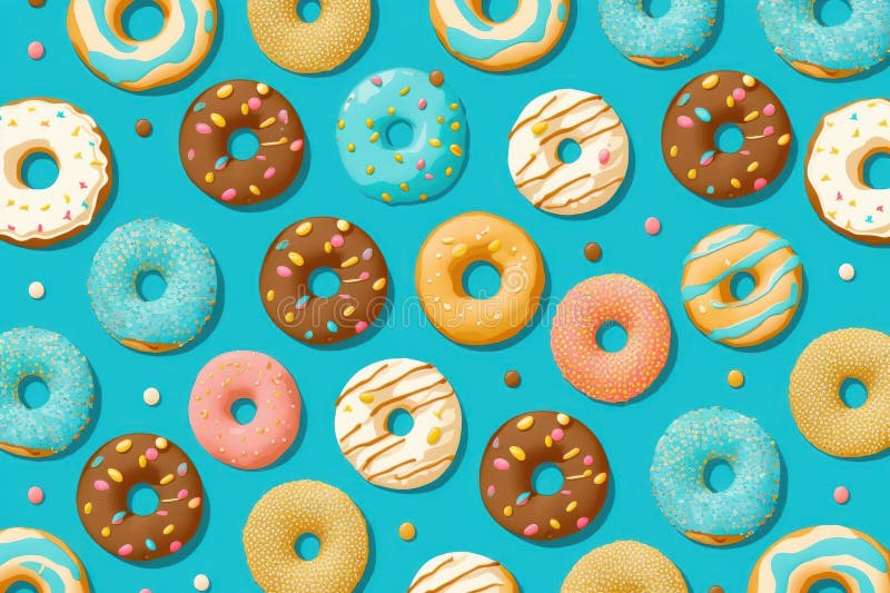 On the Blue, Donuts Pattern. Beautiful Illustration Picture Stock ...