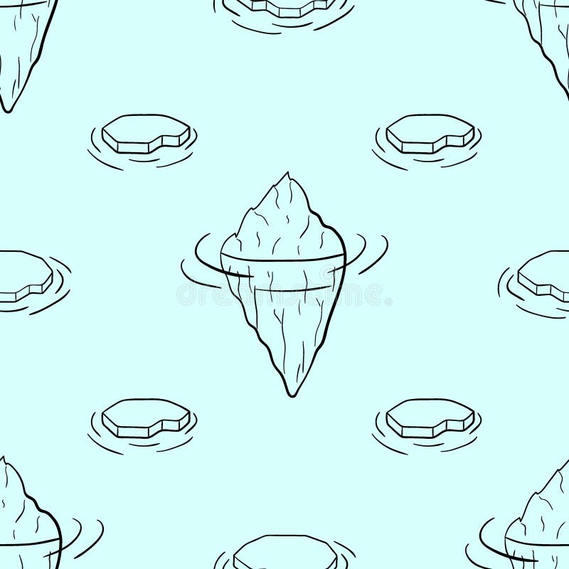Blue Doodle Iceberg Polar Illustration Seamless Pattern. Cold Arctic ...