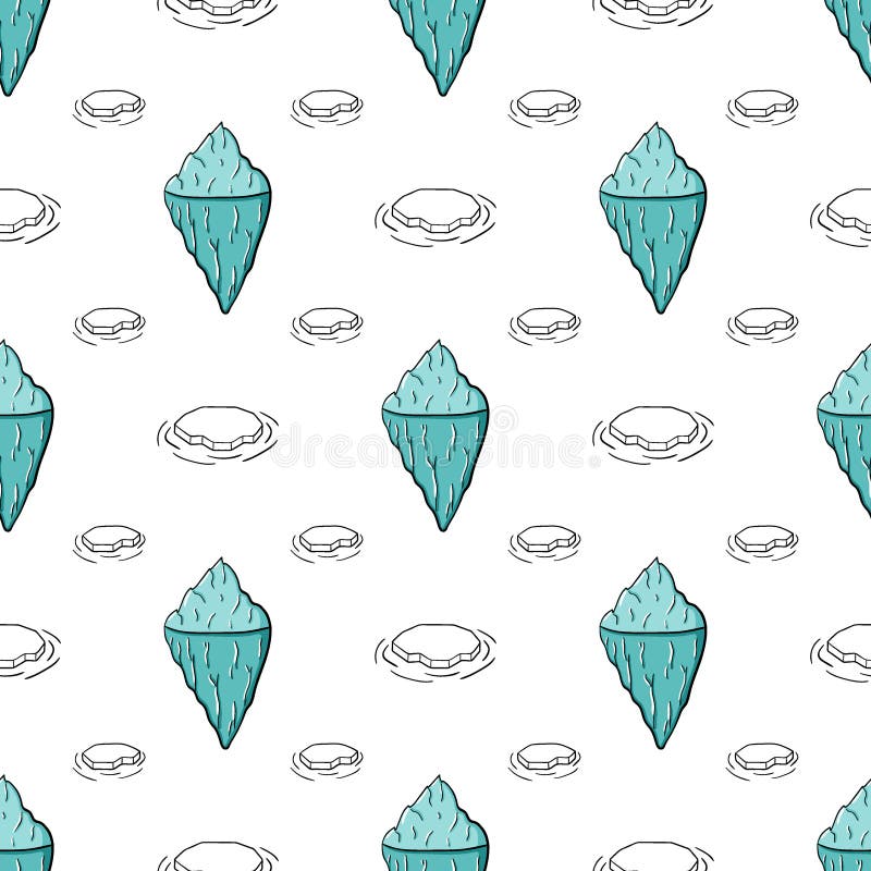 Blue Doodle Iceberg Polar Illustration Seamless Pattern. Cold Arctic ...