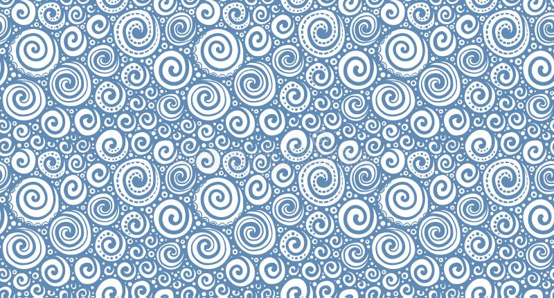 Blue Doodle Round Curls Vector Seamless Pattern Stock Vector ...