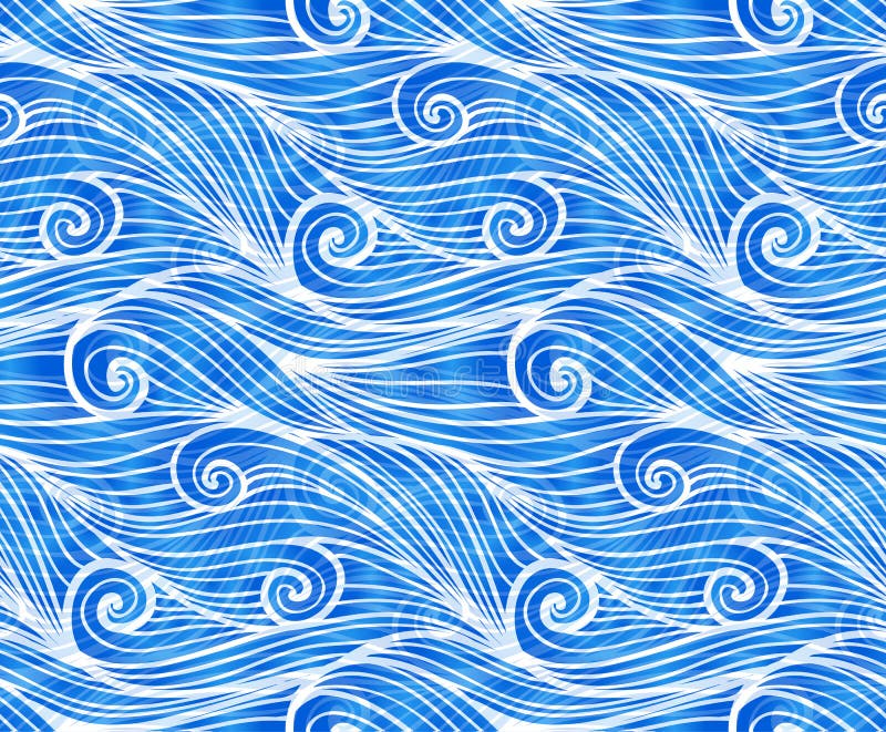 Seamless Abstract Hand-drawn Pattern, Waves Background Stock Vector - Illustration of graphic ...