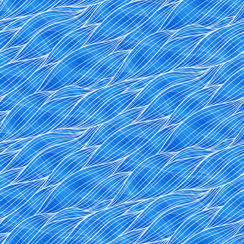Blue Doodle Waves Vector Seamless Pattern Stock Vector - Illustration ...