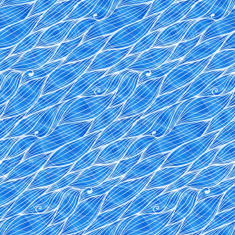 Blue Doodle Waves Vector Seamless Pattern Stock Vector - Illustration ...