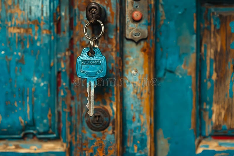A Blue Door with a Bunch of Keys Hanging from it. Generative AI Stock ...