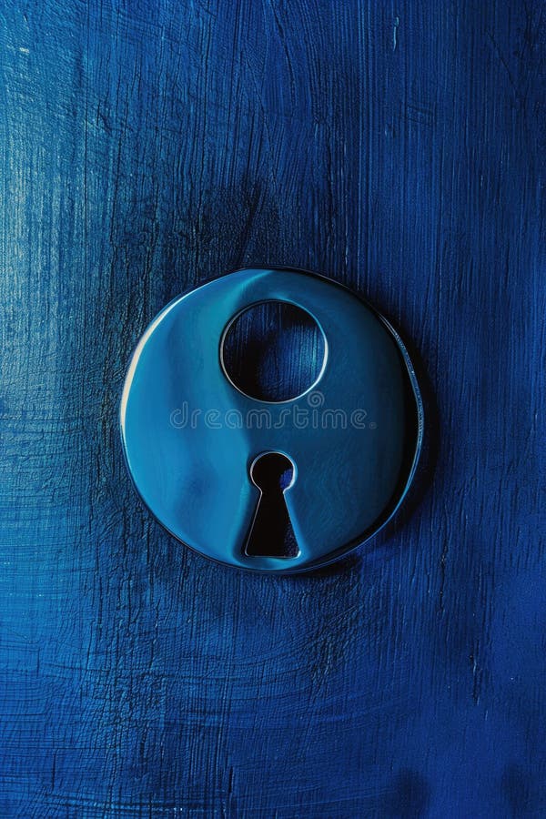 A Blue Door with a Keyhole and a Silver Lock Stock Photo - Image of ...