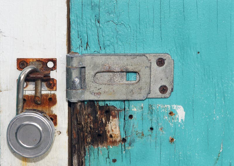 Blue Door Lock stock image. Image of wooden, wood, blue - 7660661