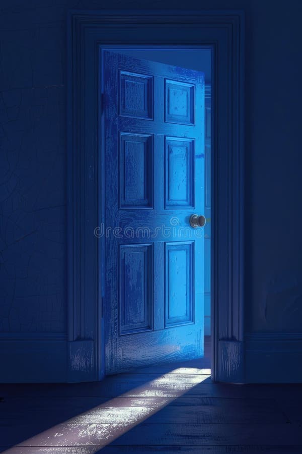 Blue Door Open Dark Room Suitable Interior Design Concepts Stock Photos ...
