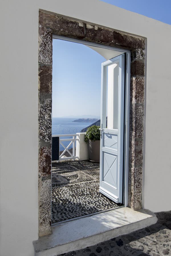 Blue Door Open to Paradise stock photo. Image of coastal - 103513562