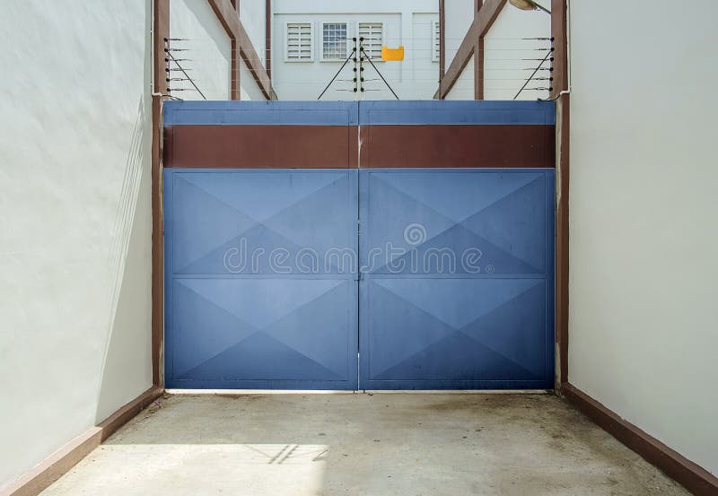 Blue Door with Warehouse Closeup Stock Image - Image of estate, vintage ...