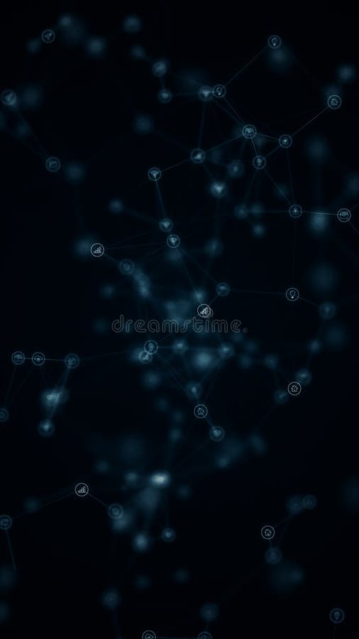 Blue Dot and Line Connection with Polygonal and Technology Icon on ...