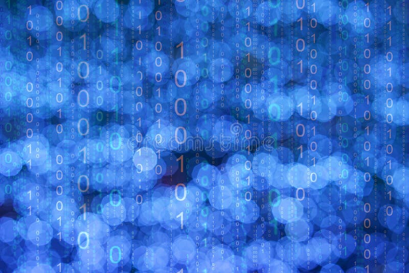 Blue Dot Matrix Digital Background. Binary Kodo. Number One and Zero in ...