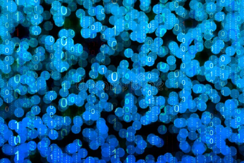 Blue Dot Matrix Digital Background. Binary Kodo. Number One and Zero in ...