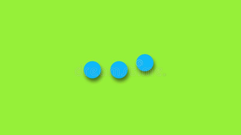 Blue 3 Dots Jumping Loading Animation on Green Screen Background Loopable Waiting Indicator ...