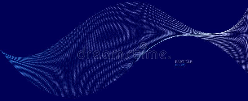 Blue Dots in Motion Dark Vector Abstract Background, Particles Array Wavy Flow, Curve Lines of ...