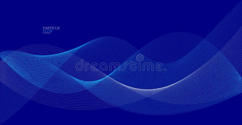 Blue Dots in Motion Dark Vector Abstract Background, Particles Array ...