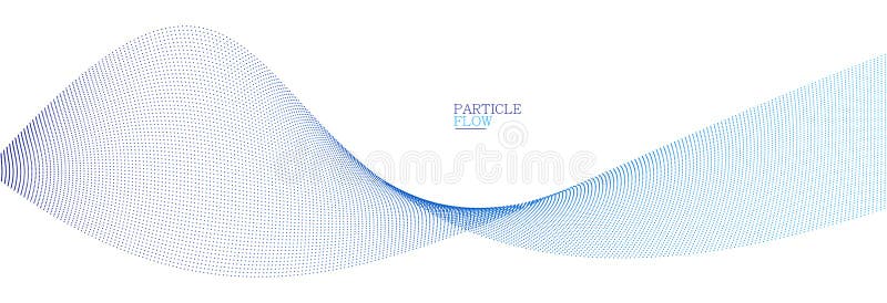 Blue Dots in Motion Vector Abstract Background, Particles Array Wavy Flow, Curve Lines of Points ...