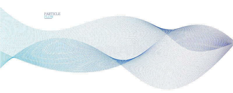 Blue Dots in Motion Vector Abstract Background, Particles Array Wavy Flow, Curve Lines of Points ...