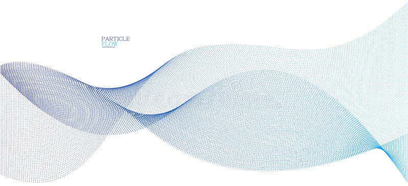 Blue Dots in Motion Vector Abstract Background, Particles Array Wavy Flow, Curve Lines of Points ...