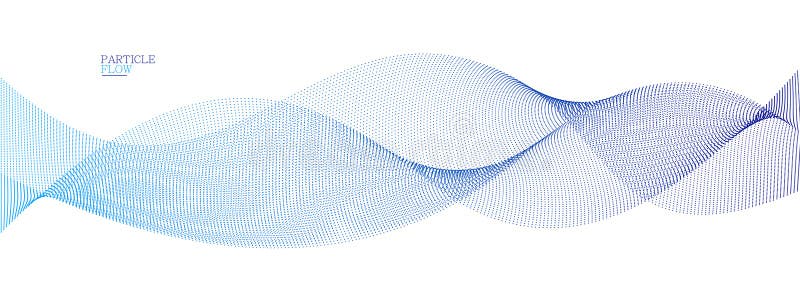 Blue Dots in Motion Vector Abstract Background, Particles Array Wavy Flow, Curve Lines of Points ...