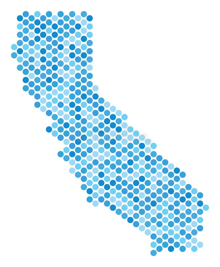 Blue Dotted California Map stock vector. Illustration of circle - 118740211