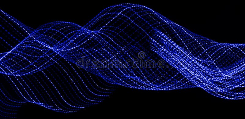 Blue Dotted Lines of Lights on a Black Background Stock Illustration ...