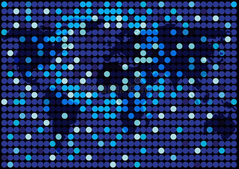 Blue Dotted World Map stock vector. Illustration of globe - 16297490