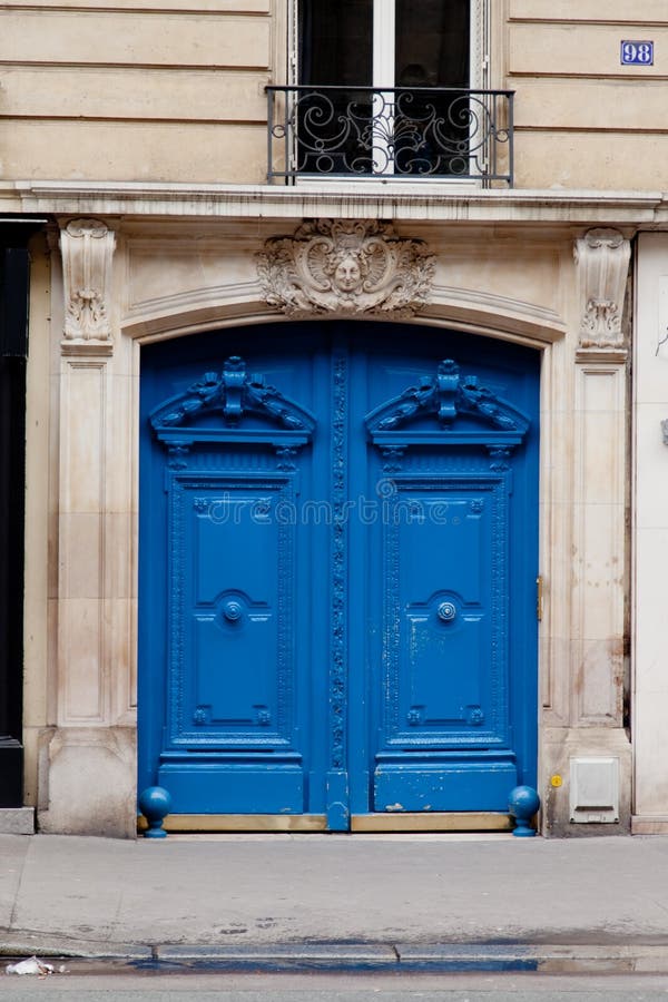 Blue double doors stock photo. Image of frame, building - 111712330