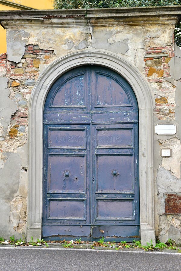 Blue double front door stock image. Image of bell, gateway - 49325875