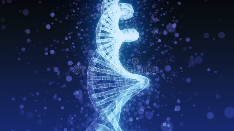 Blue Double Helix Spiral with Particles Stock Illustration ...
