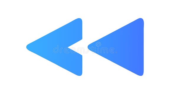 Blue Double Left Arrows Icon, Representing Rewind or Skip Back, Vector ...