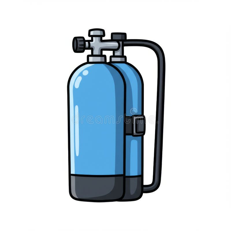 Blue Double Scuba Diving Tank Illustration Stock Illustration ...