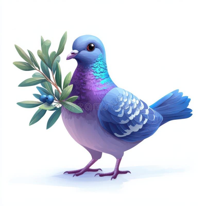 Blue Dove Peace Symbol Olive Branch Stock Illustration - Illustration ...